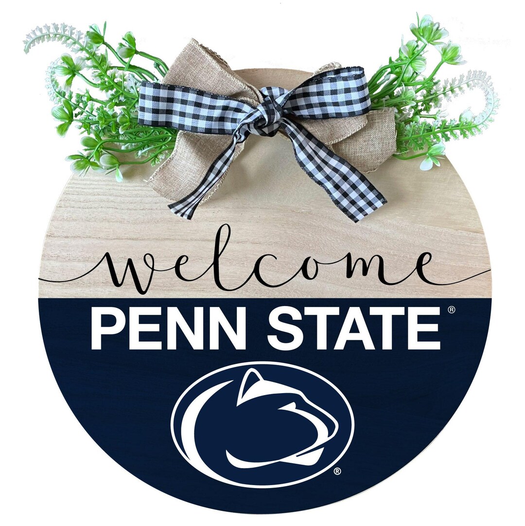 Penn State Nittany Lions Wooden Wreath Welcome Sign 11.75" Diameter ...