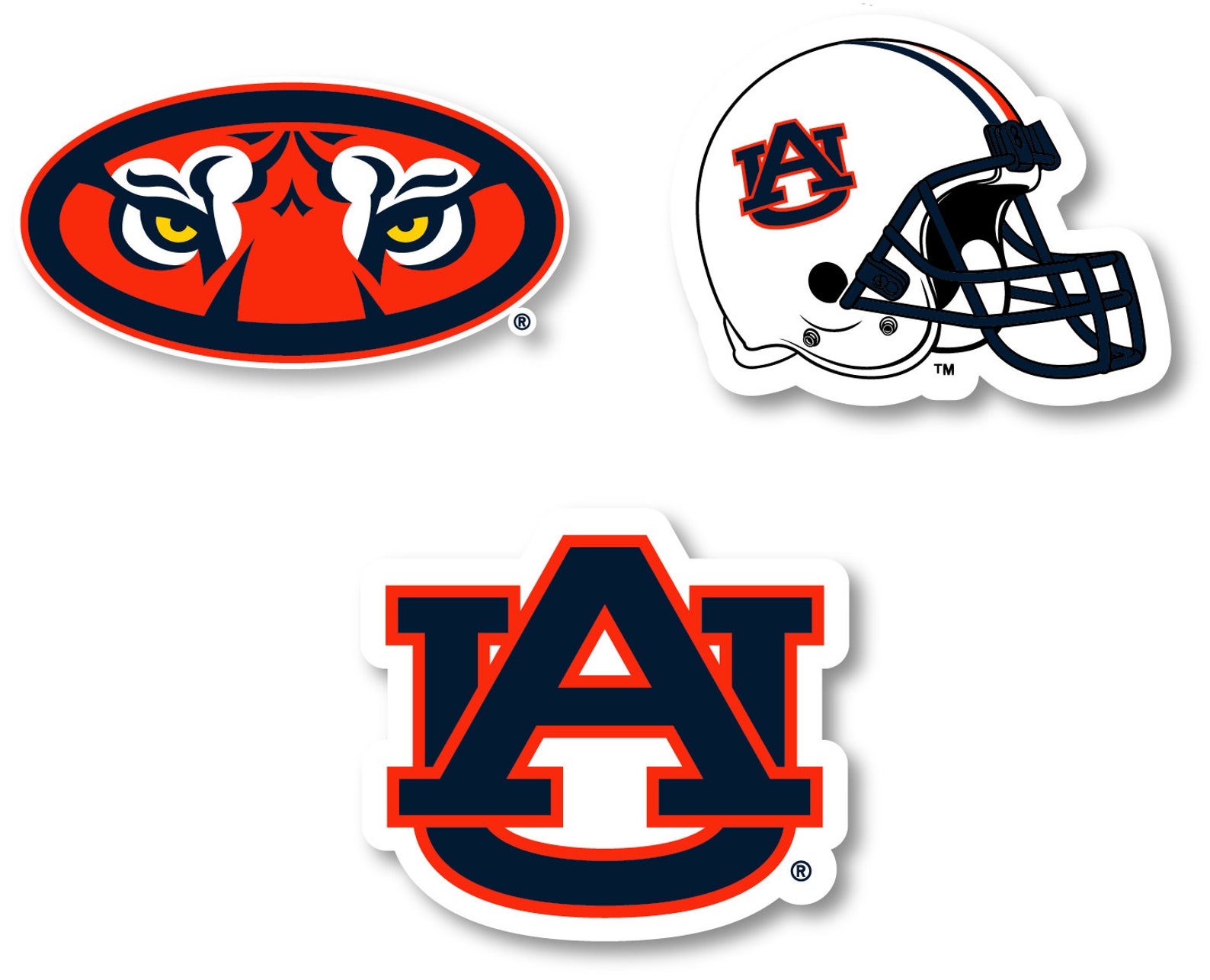 Auburn Tigers Vinyl Decal Sticker 3 Pack 4-inch Each | Etsy