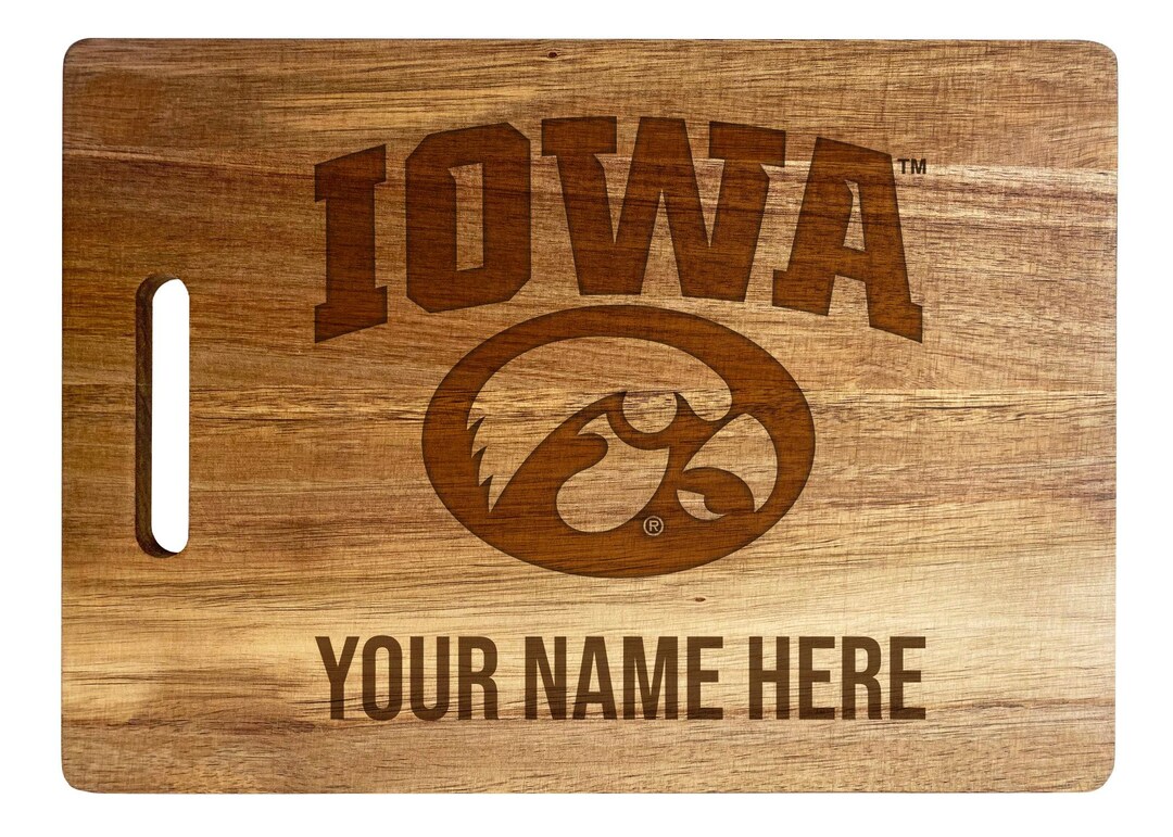 Iowa Hawkeyes Custom Engraved Cutting Board 10" X 14" Acacia Wood ...