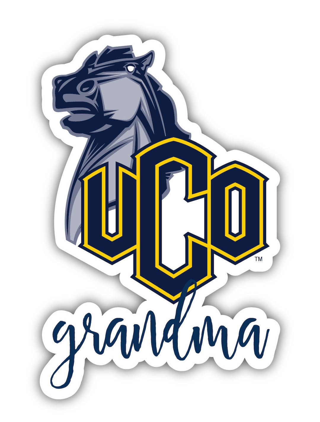 University of Central Oklahoma Bronchos 4 Inch Proud Grandma Die Cut ...