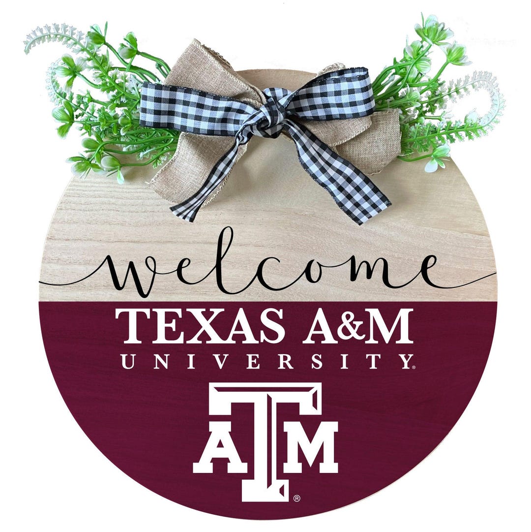 Texas A&M Aggies Wooden Wreath Welcome Sign 11.75" Diameter Officially ...