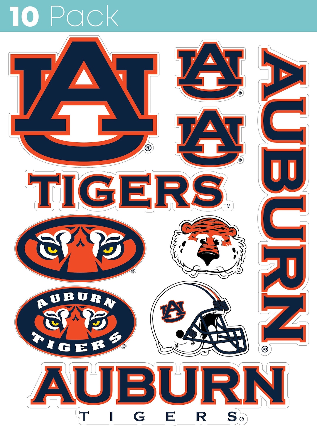 Auburn Tigers 10 Pack Sticker - officially Licensed Decals - Etsy