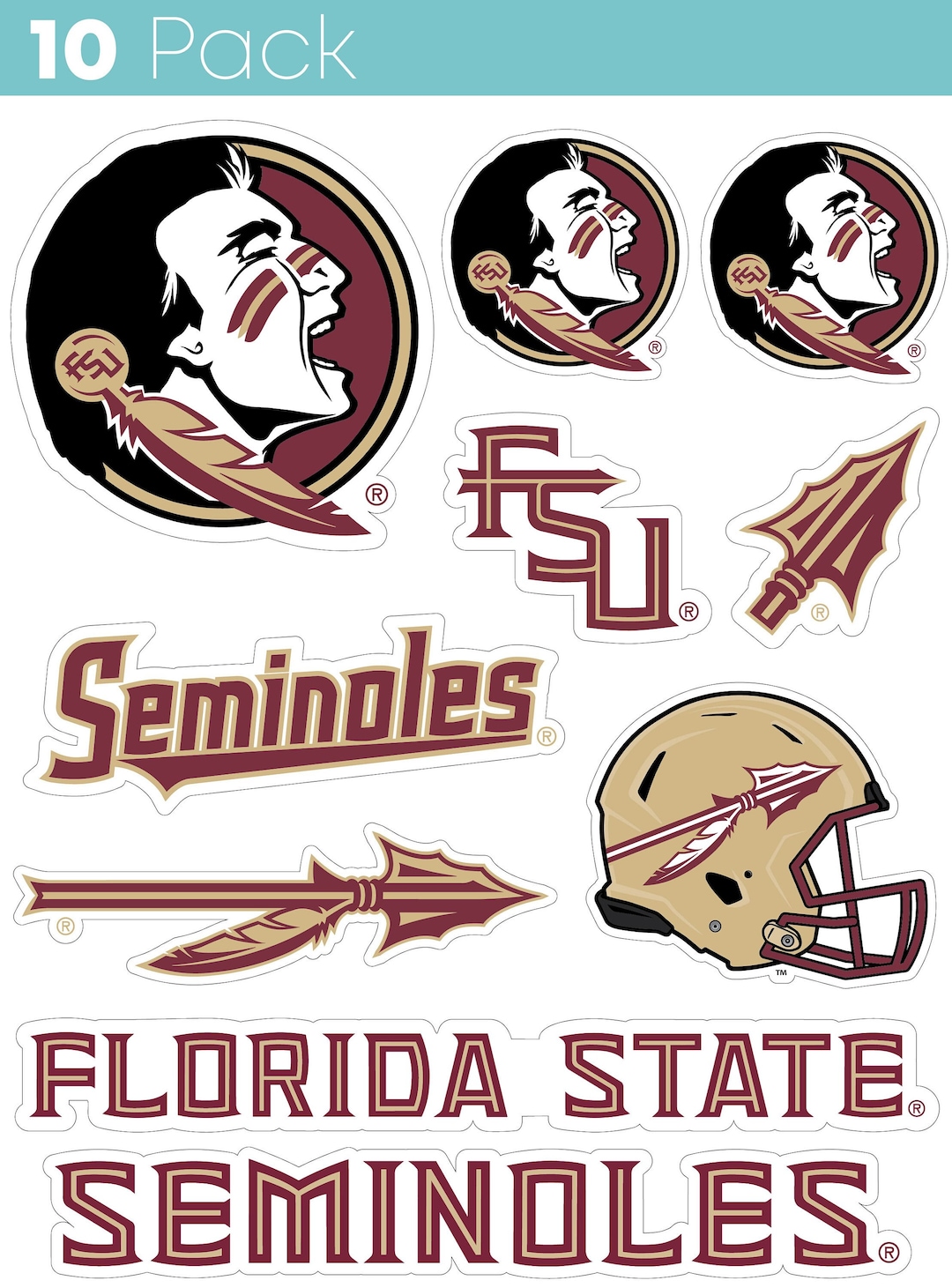 Florida State Seminoles 10 Pack Sticker - officially Licensed Decals - Etsy