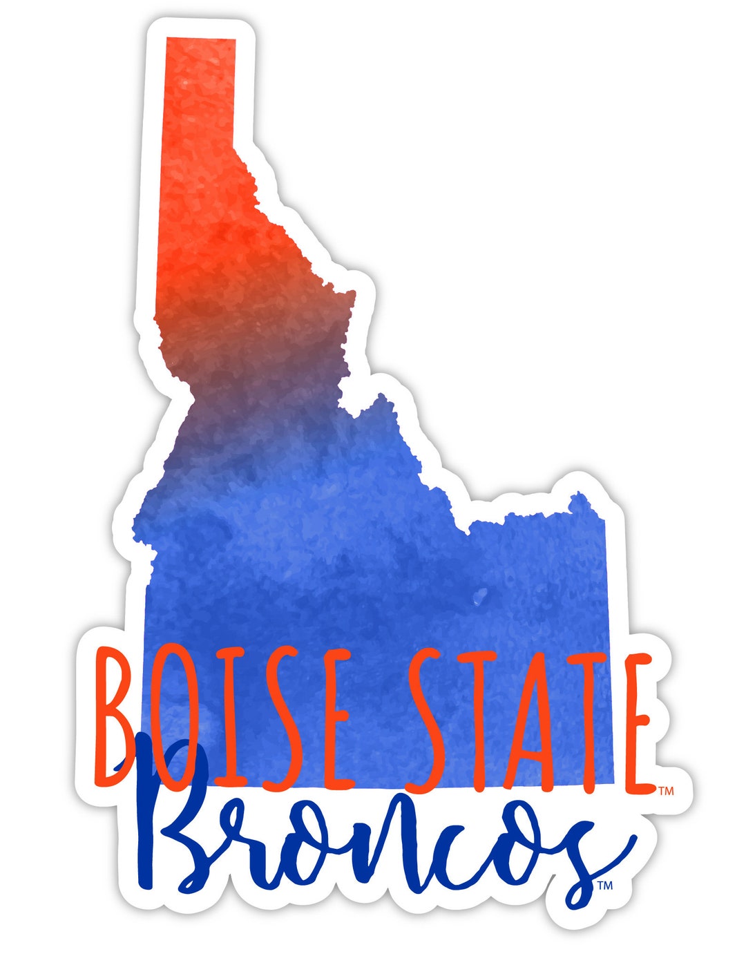 Boise State Broncos Watercolor State Die Cut Decal Officially Licensed ...