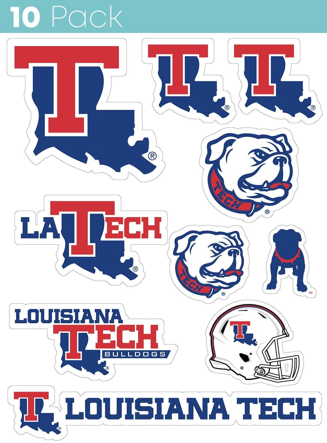 Louisiana Tech Bulldogs 10 Pack Collegiate Vinyl Decal ...