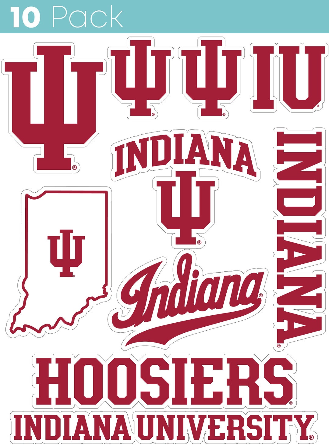 Indiana Hoosiers 10 Pack Sticker - officially Licensed Decals - Etsy