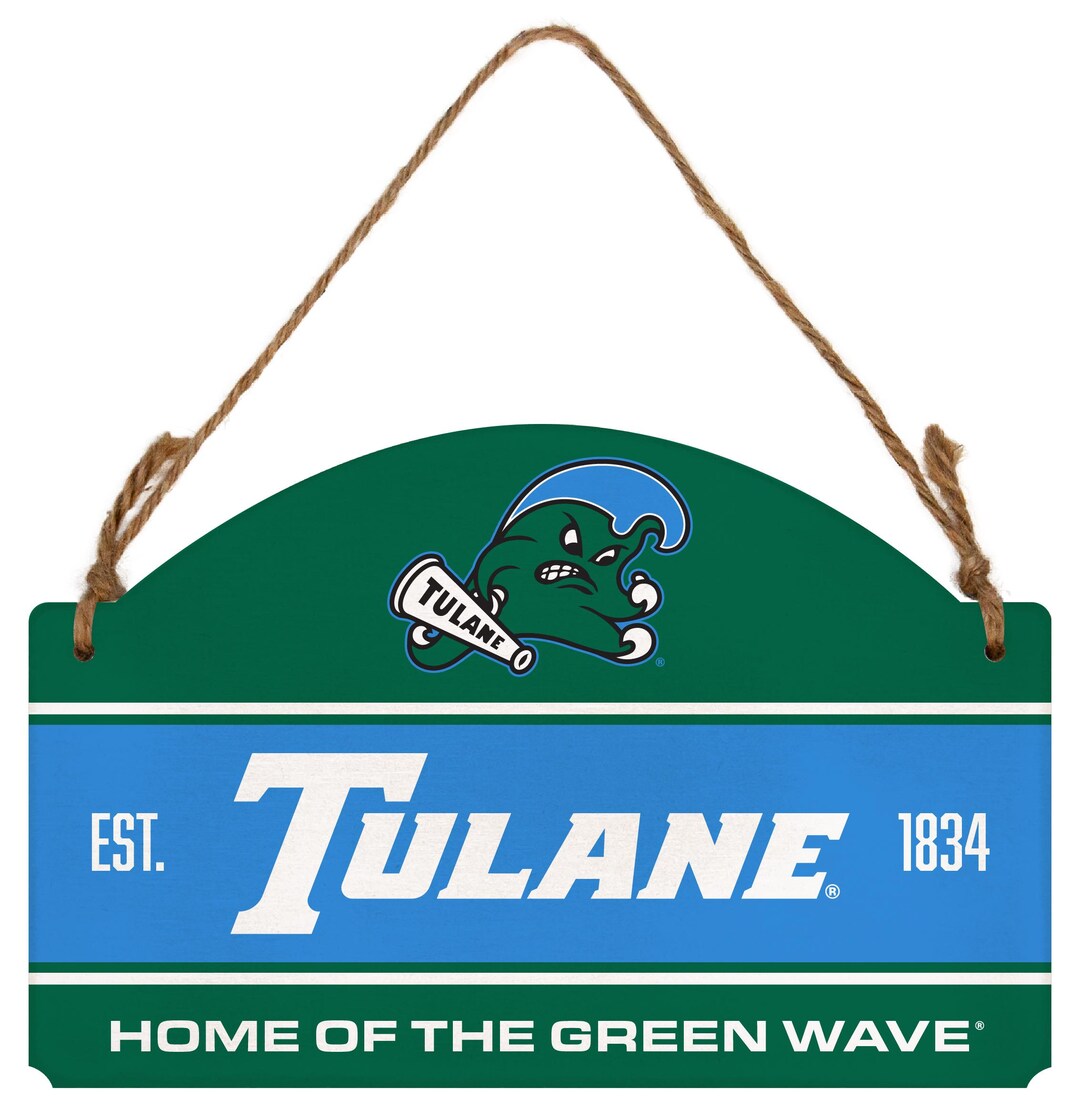 Tulane University Green Wave Flat Wood Sign With Hanging String ...