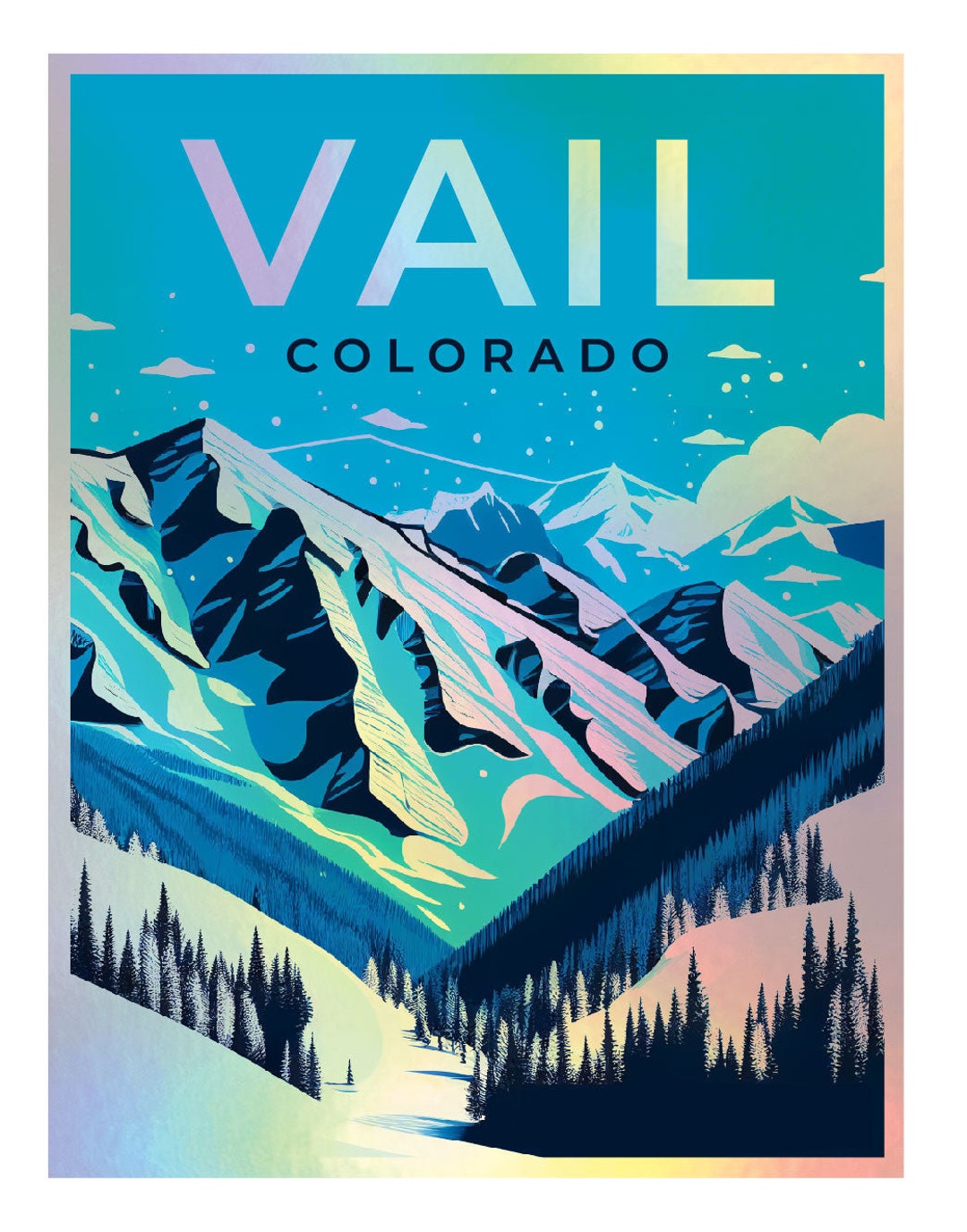 Vail Colorado Holographic Souvenir Vinyl Decal Sticker Design A - Etsy