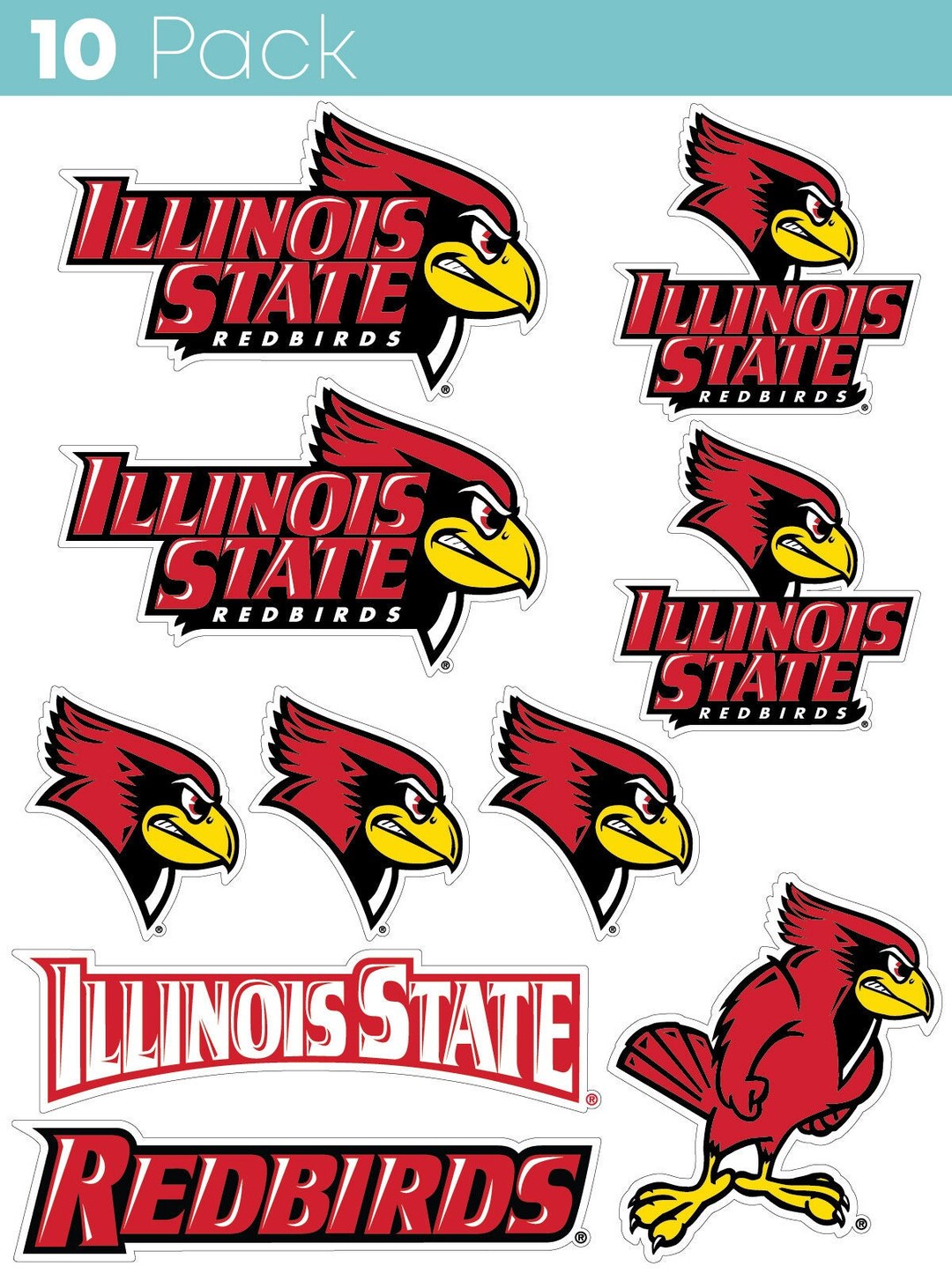 Illinois State Redbirds 10 Pack Collegiate Vinyl Decal ...