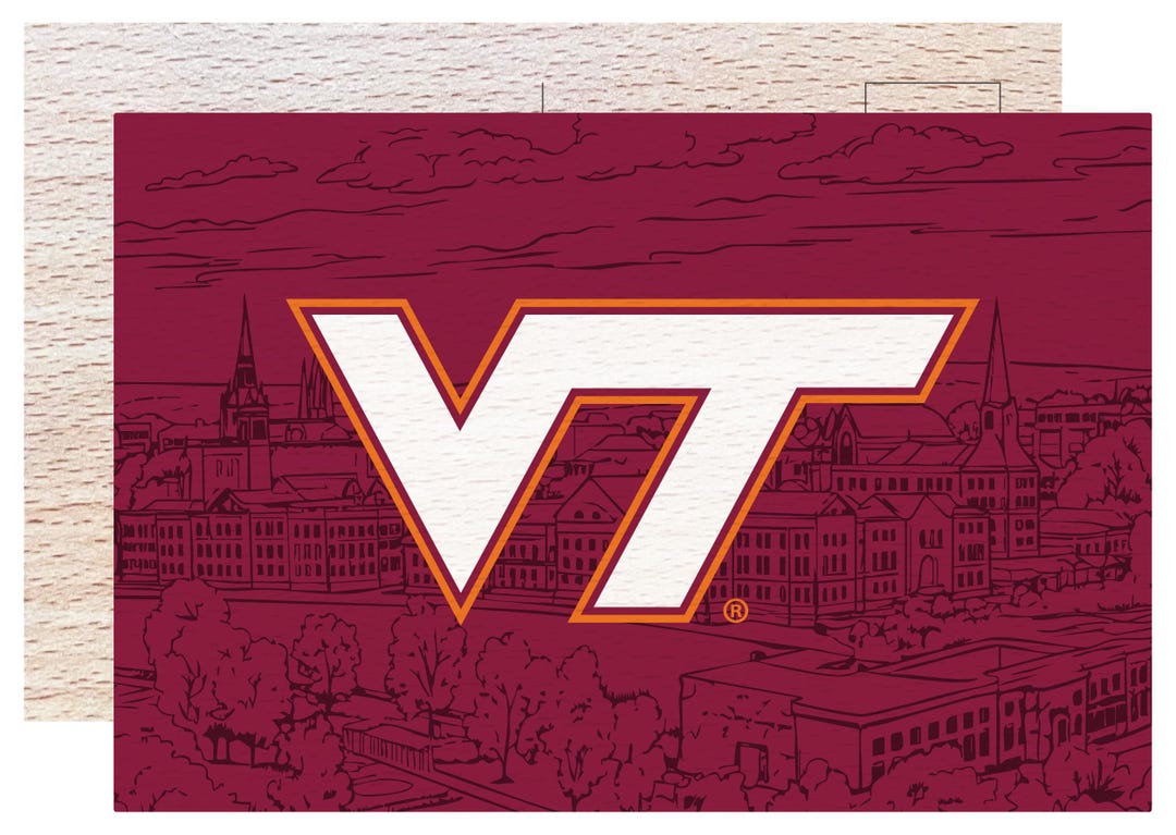 Virginia Tech Hokies Officially Licensed 4x6" Wooden Postcard With Full ...