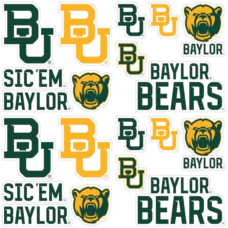 Baylor Bears Officially Licensed College Sticker Multipack - School ...