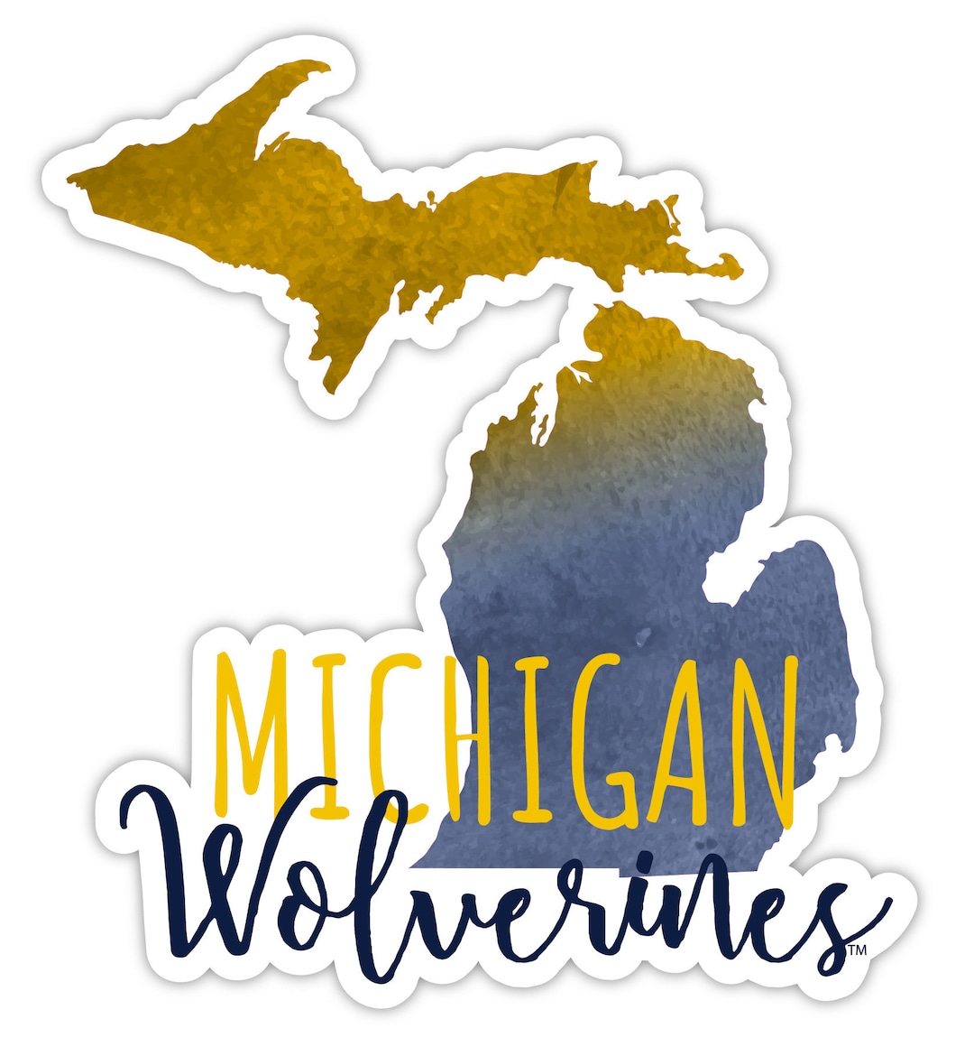 Michigan Wolverines Vinyl Sticker - Watercolor State Design - Etsy