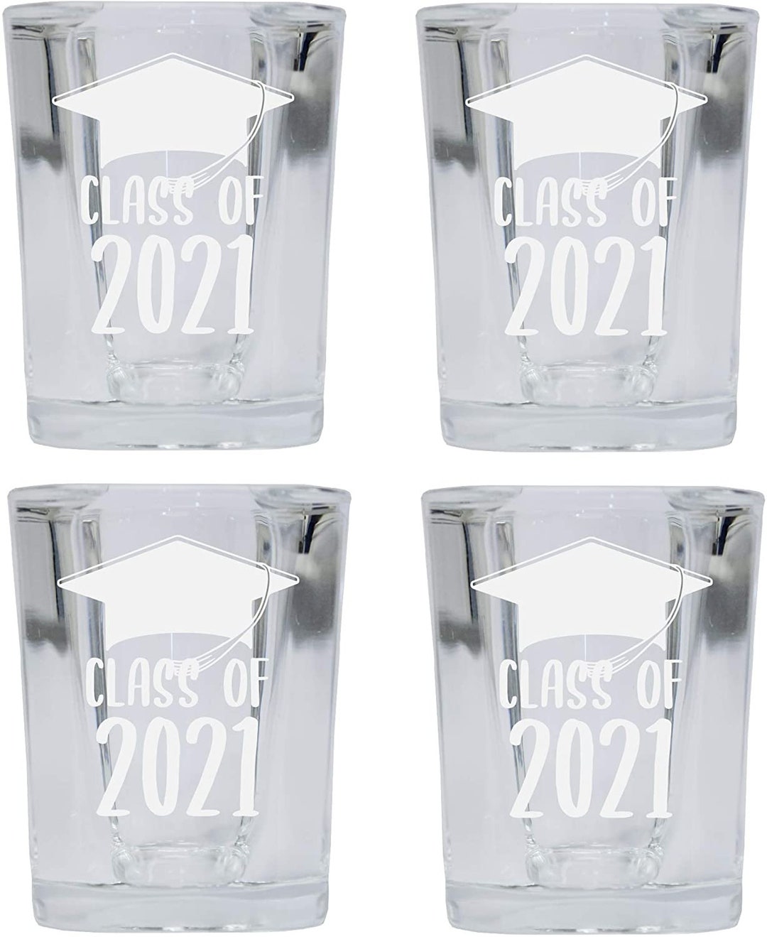 Set of 4 Class of 2021 Grad Graduation Gift 2 Ounce Etched - Etsy