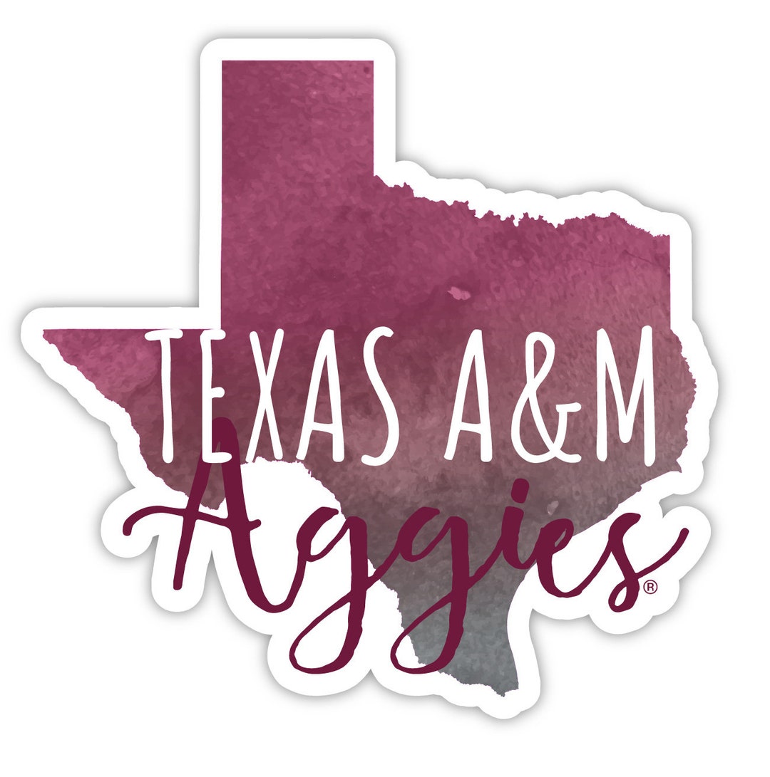Texas A&M Aggies Vinyl Sticker - Watercolor State Design - Etsy