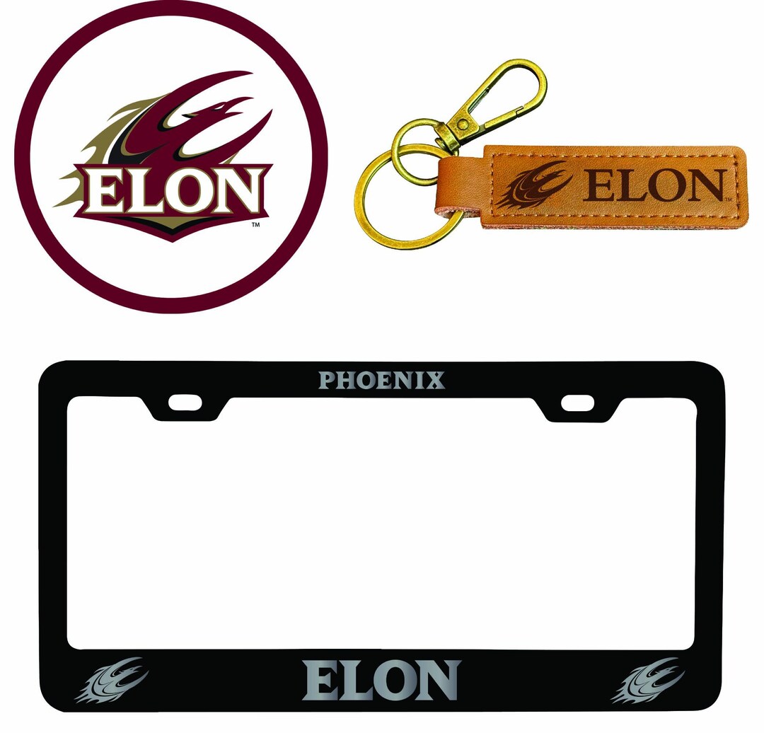 Elon University Offic. Lic. Auto Pack – License Plate Frame, Keychain ...