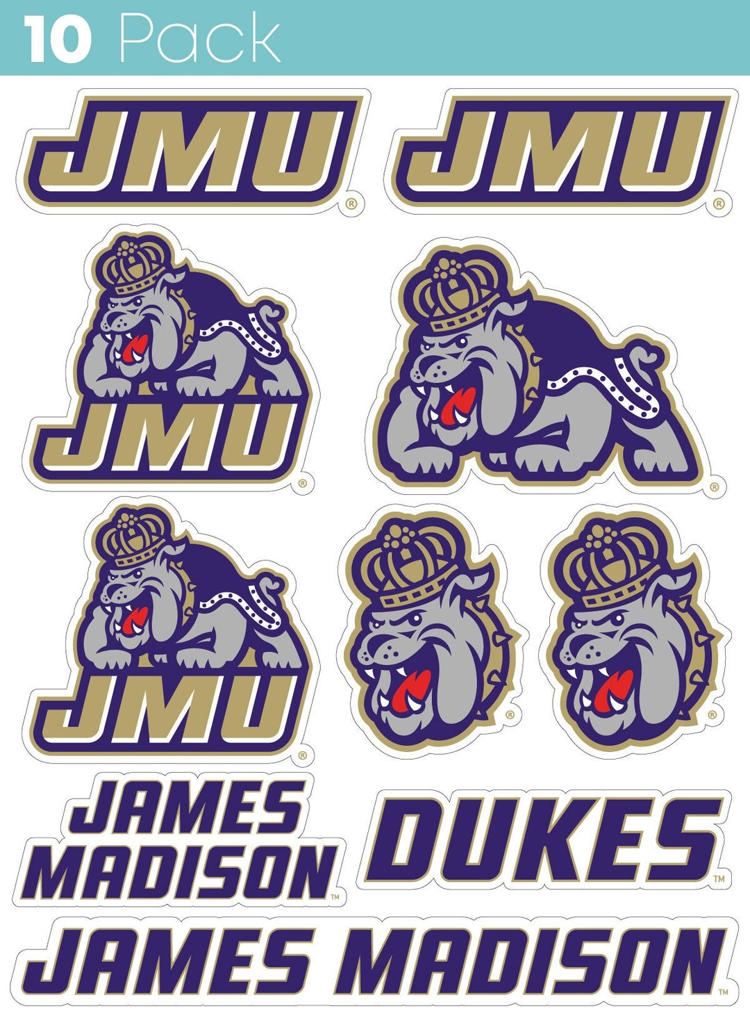 James Madison Dukes 10 Pack Sticker - officially Licensed Decals - Etsy