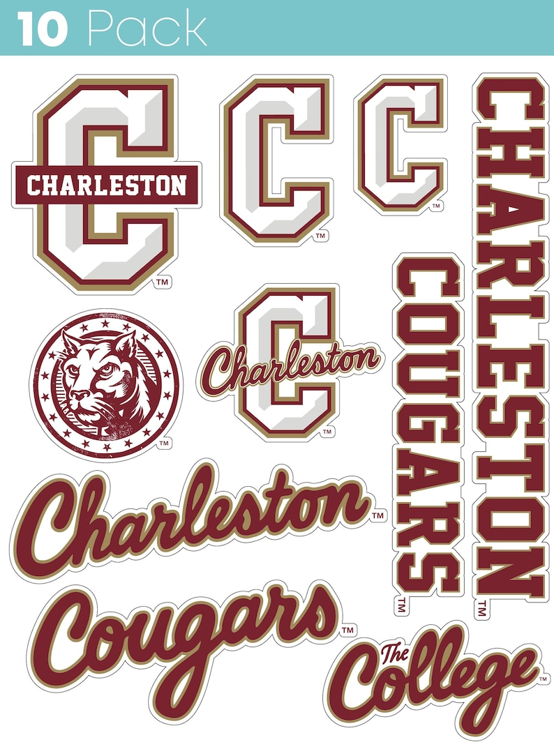 College of Charleston 10 Pack Sticker - officially Licensed Decals - Etsy
