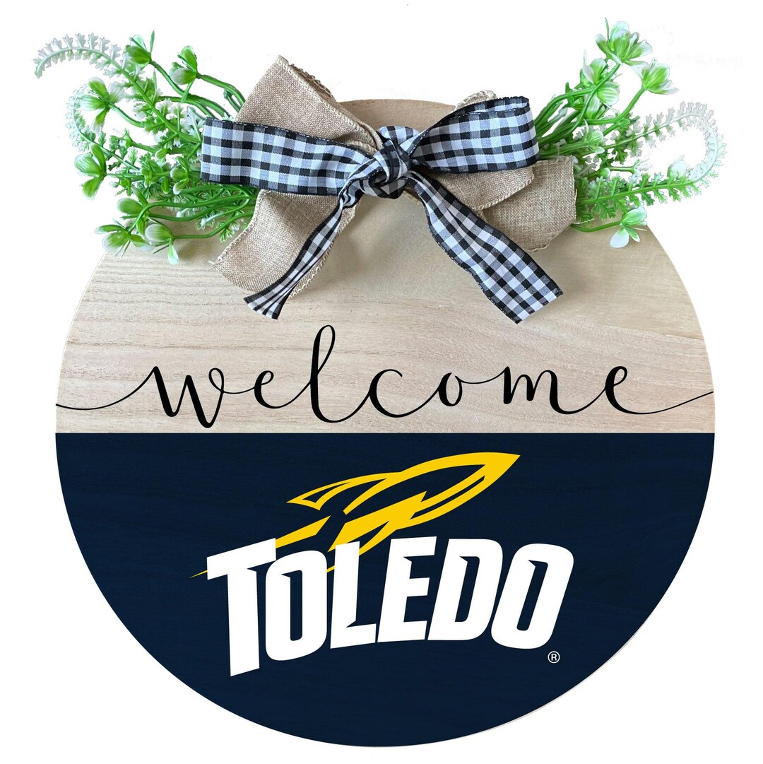 Toledo Rockets Wooden Wreath Welcome Sign 11.75" Diameter Officially ...