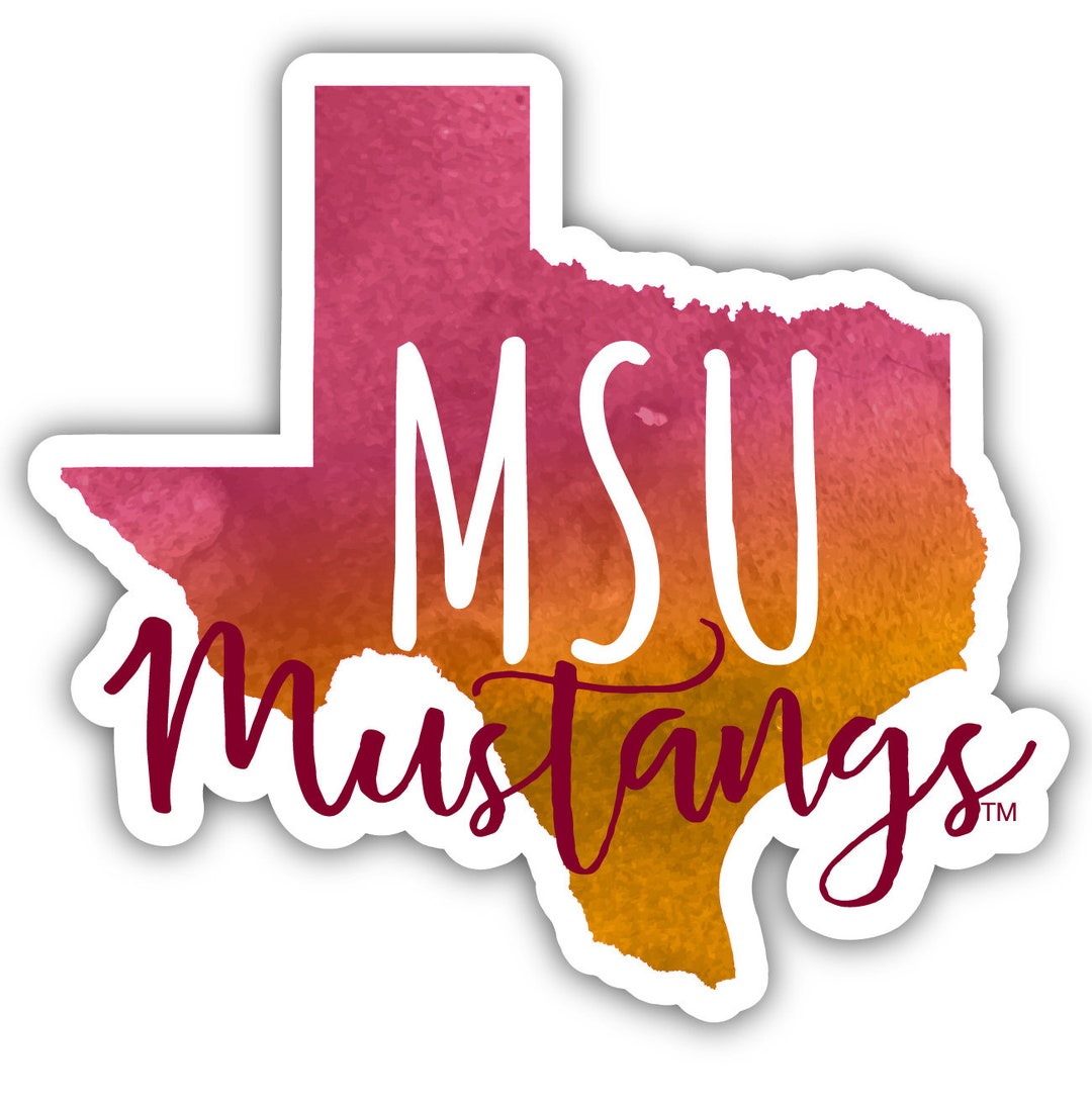Midwestern State University Mustangs Vinyl Sticker - Watercolor State ...