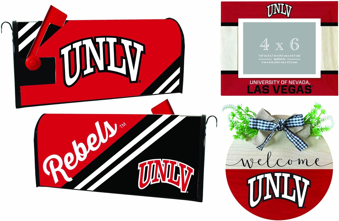 UNLV Rebels Offic. Lic. Decor Pack - Mailbox Cover, Wreath Sign, Photo ...