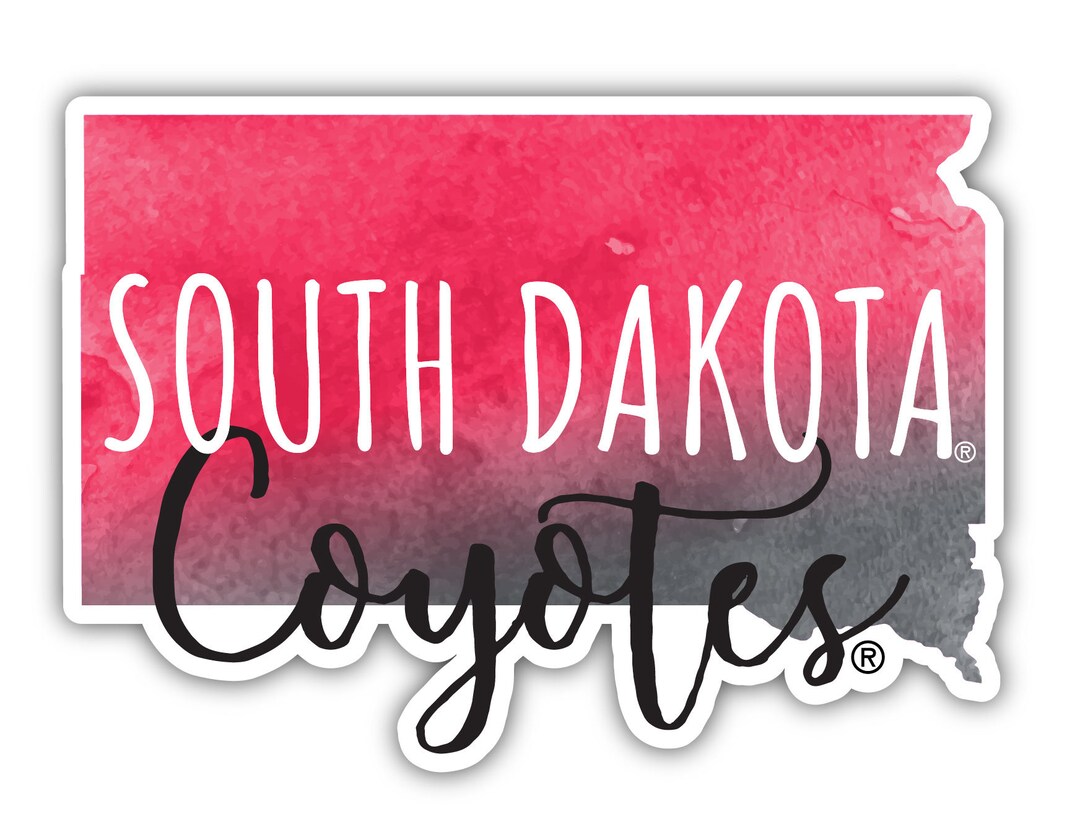 South Dakota Coyotes Vinyl Sticker - Watercolor State Design - Etsy