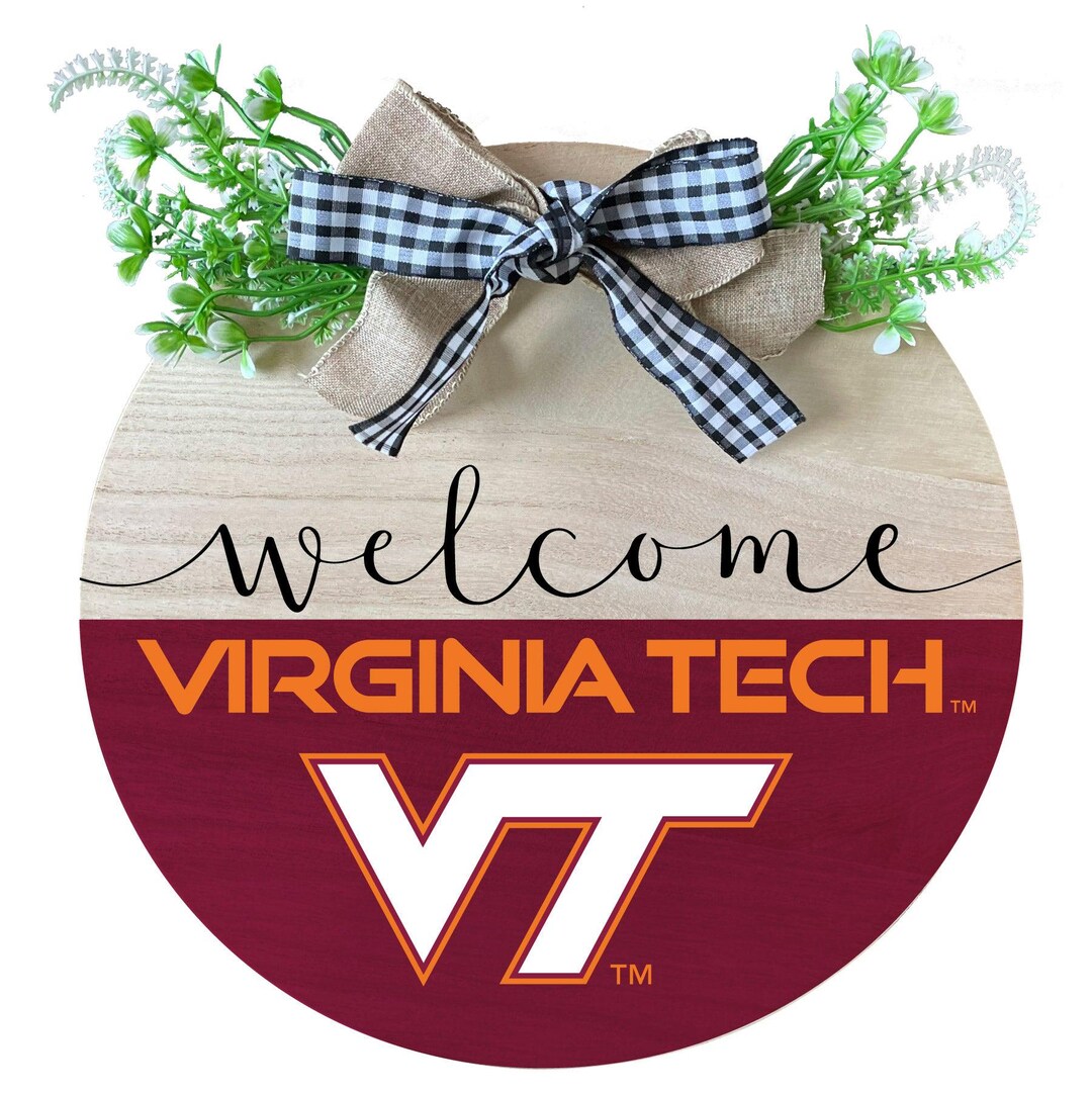 Virginia Tech Hokies Wooden Wreath Welcome Sign 11.75" Diameter ...