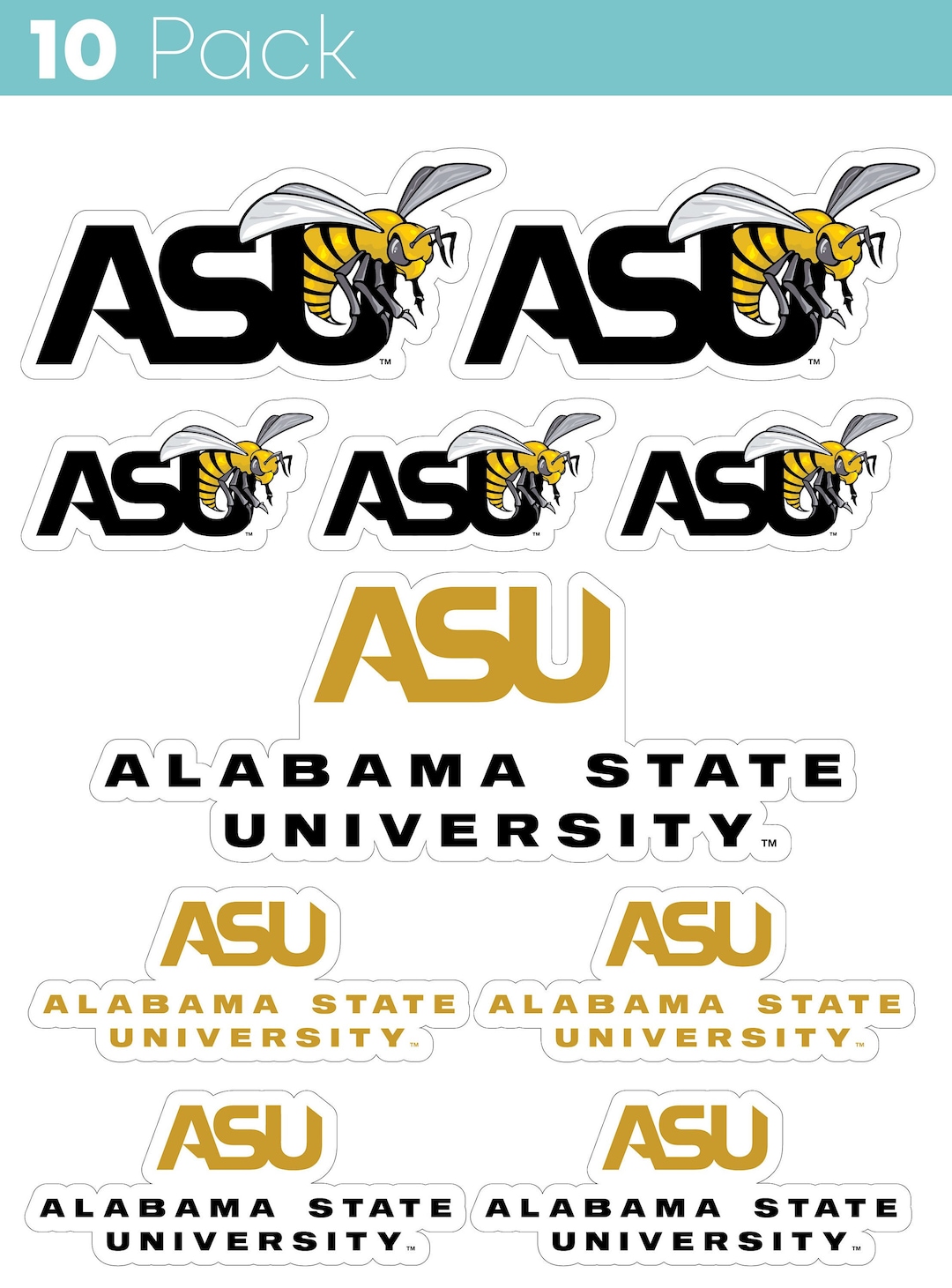 Alabama State University 10 Pack Collegiate Vinyl Decal ...