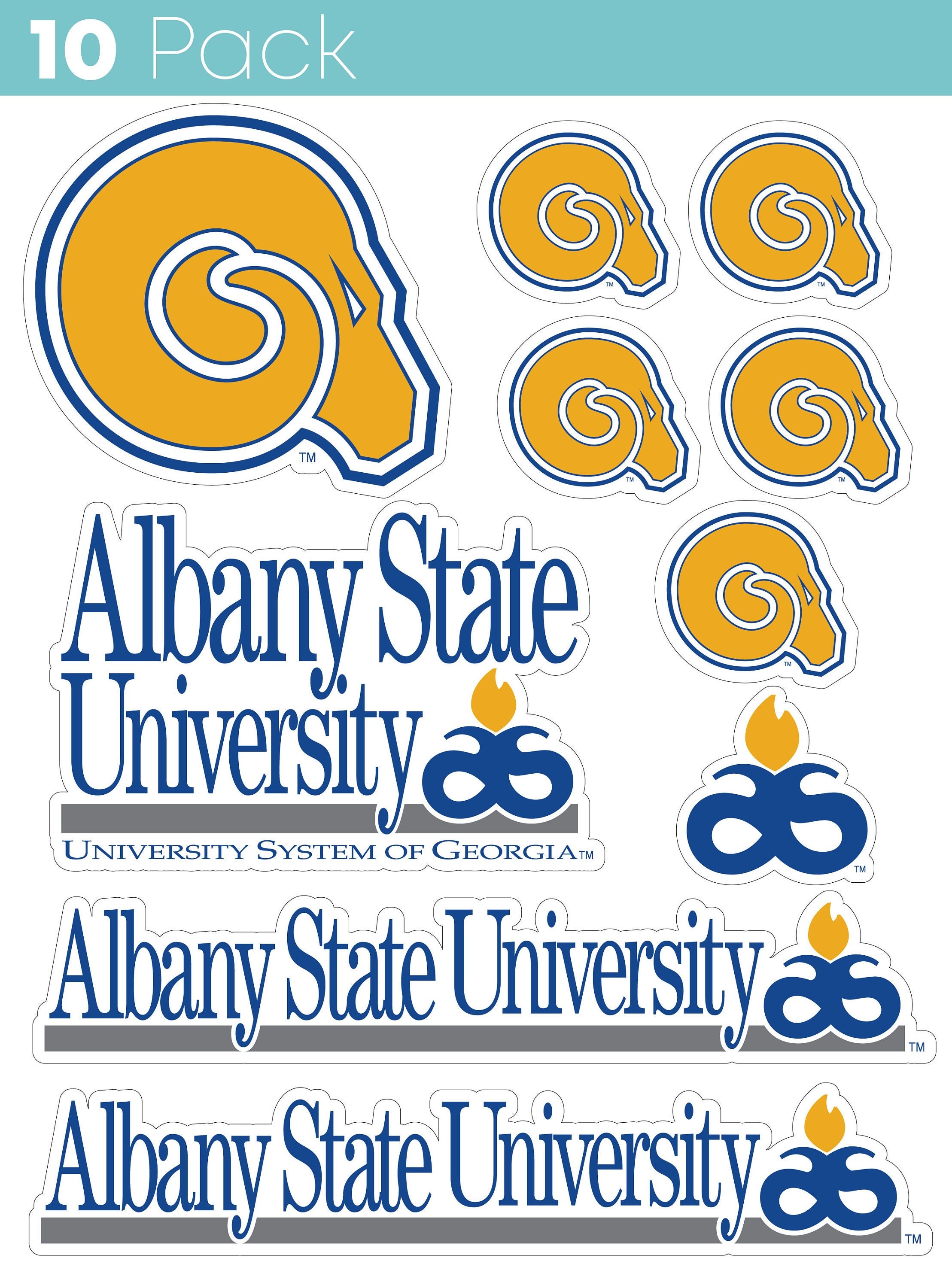 Albany State University 10 Pack Collegiate Vinyl Decal Sticker - Etsy