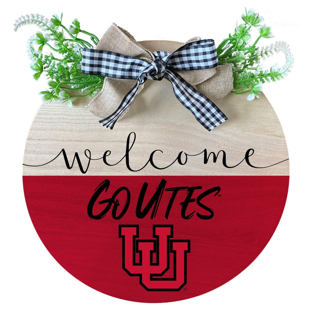 Utah Utes Wooden Wreath Welcome Sign 11.75" Diameter Officially ...