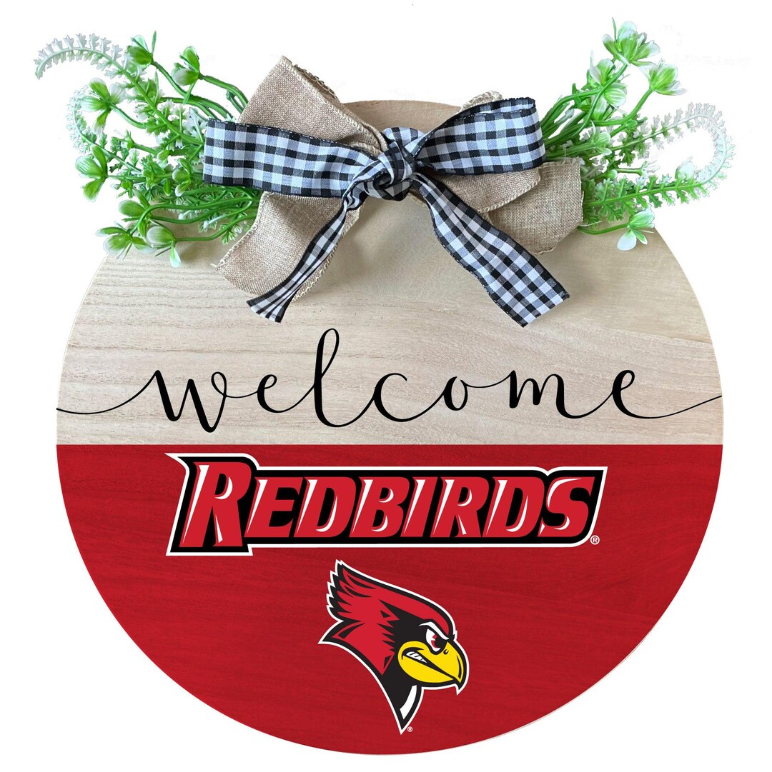 Illinois State Redbirds Wooden Wreath Welcome Sign 11.75" Diameter ...