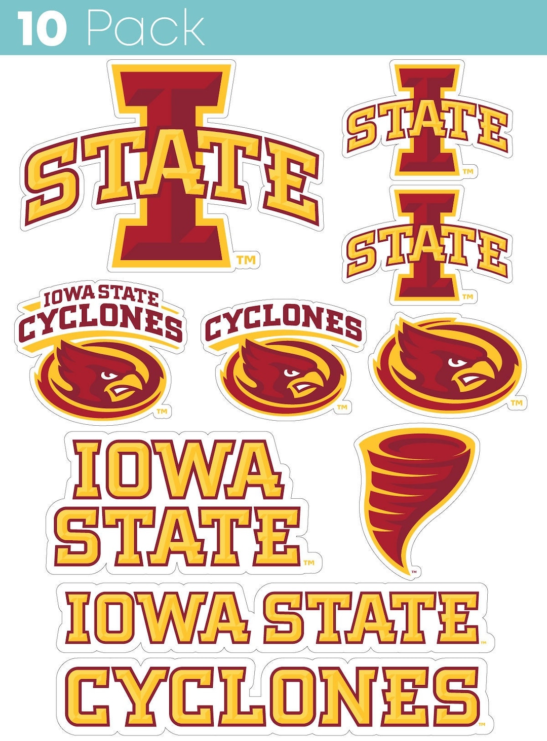 Iowa State Cyclones 10 Pack Sticker - officially Licensed Decals - Etsy