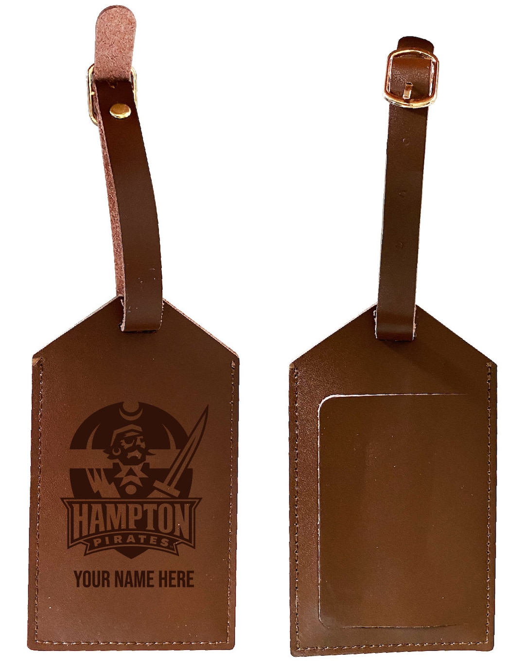 Hampton University Engraved Leather Luggage Tag Customizable Officially ...