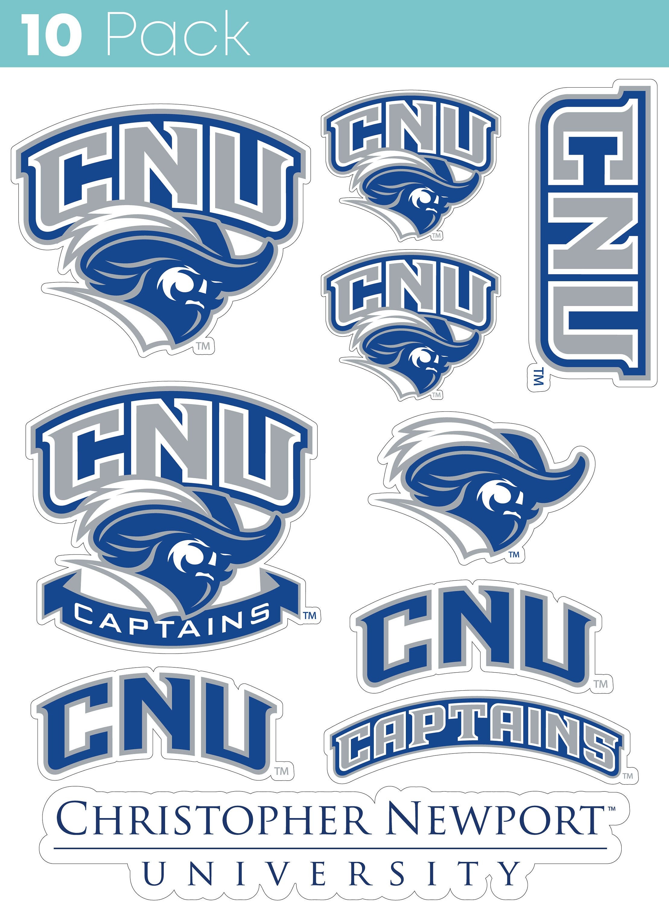 Christopher Newport Captains 10 Pack Collegiate Vinyl Decal Sticker - Etsy