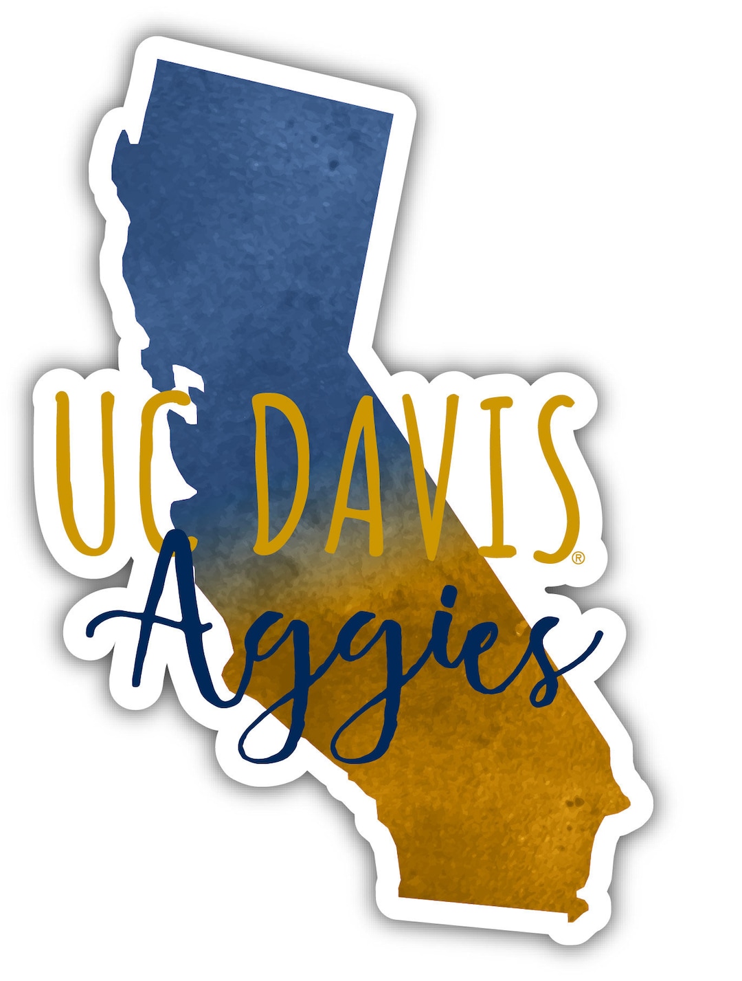 UC Davis Aggies Watercolor State Die Cut Decal Officially Licensed - Etsy