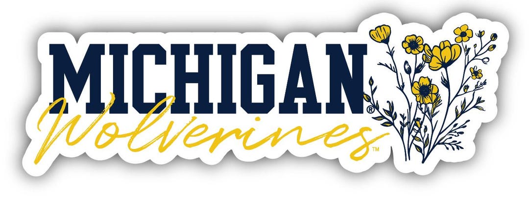 Michigan Wolverines Script Floral Sticker/magnet - Officially Licensed ...