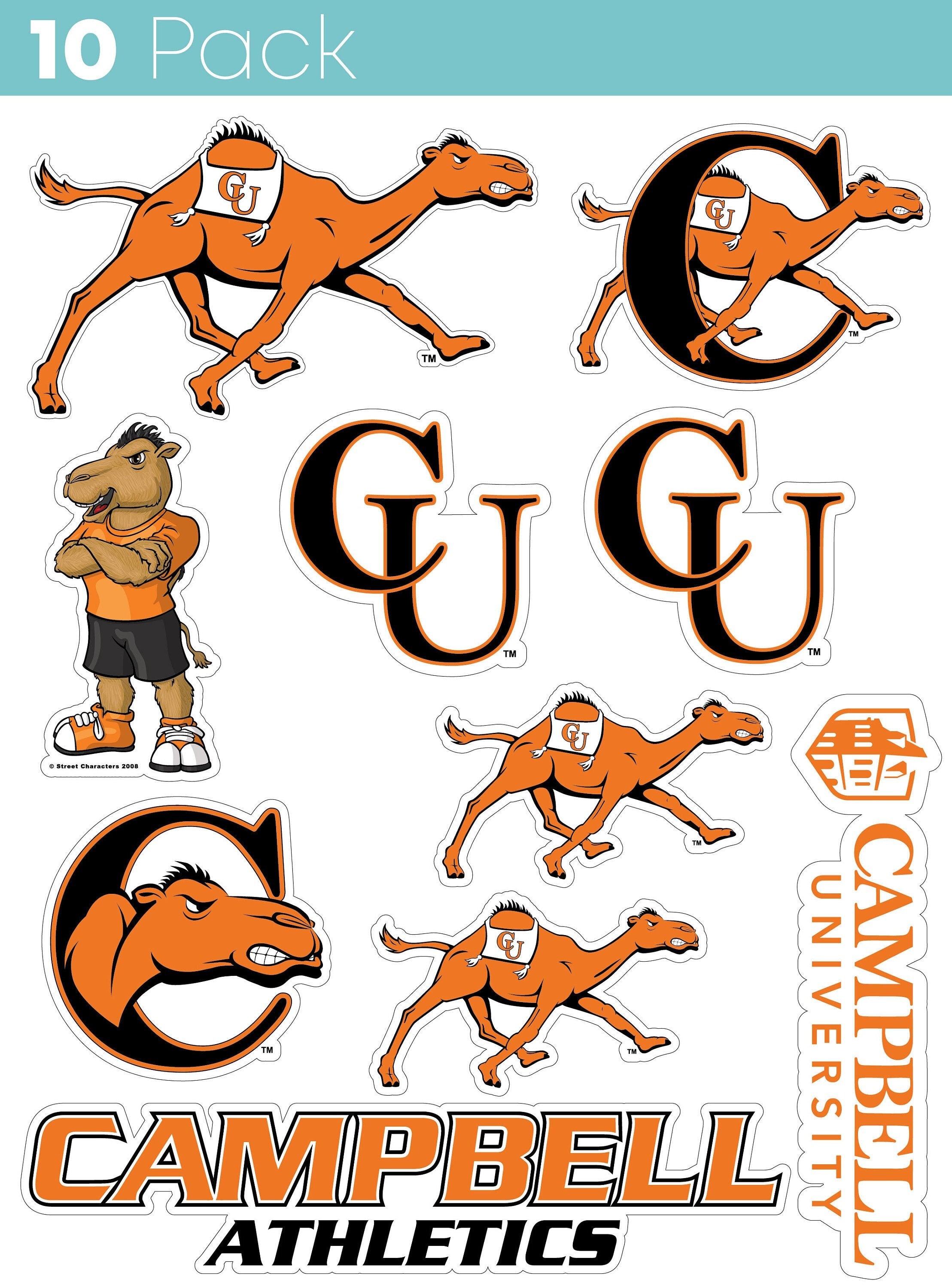 Campbell University Fighting Camels 10 Pack Collegiate Vinyl Decal ...
