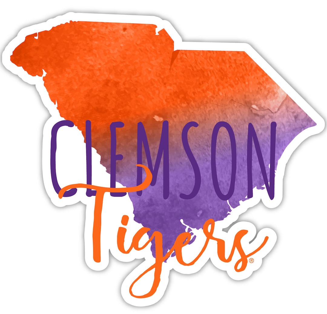 Clemson Tigers Vinyl Sticker - Watercolor State Design - Etsy
