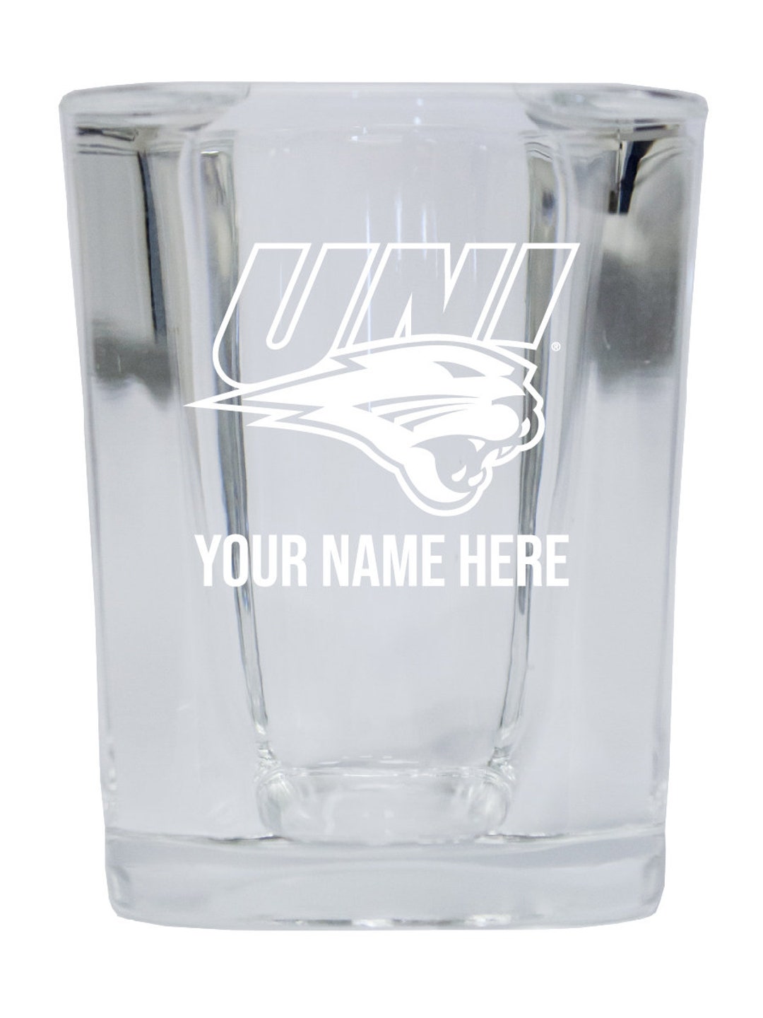 Northern Iowa Panthers Etched Square Shot Glass 2 Oz Customizable ...