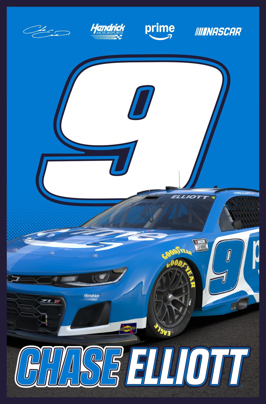 Nascar #9 Chase Elliot Vintage Nascar Poster Officially Licensed - Etsy