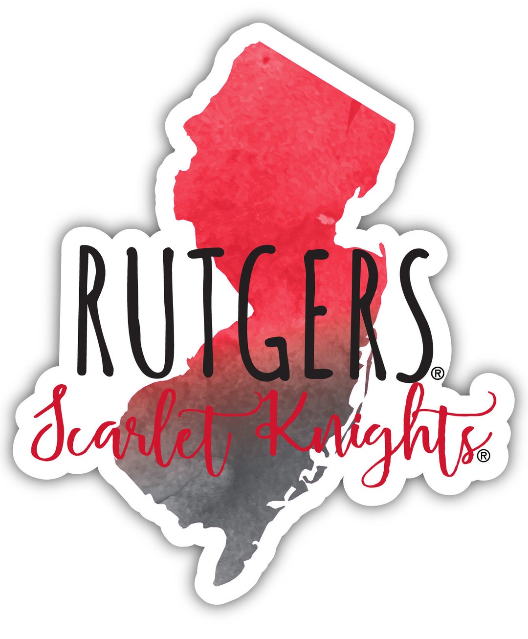 Rutgers Scarlet Knights Vinyl Sticker - Watercolor State Design - Etsy
