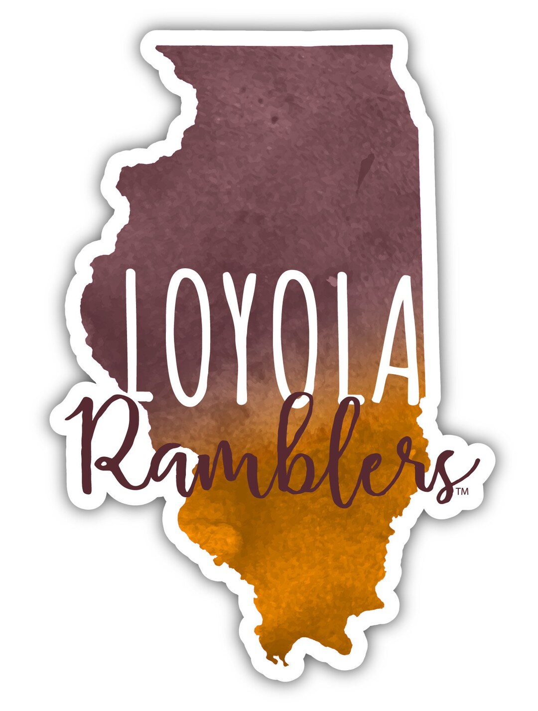 Loyola University Ramblers Vinyl Sticker - Watercolor State Design - Etsy