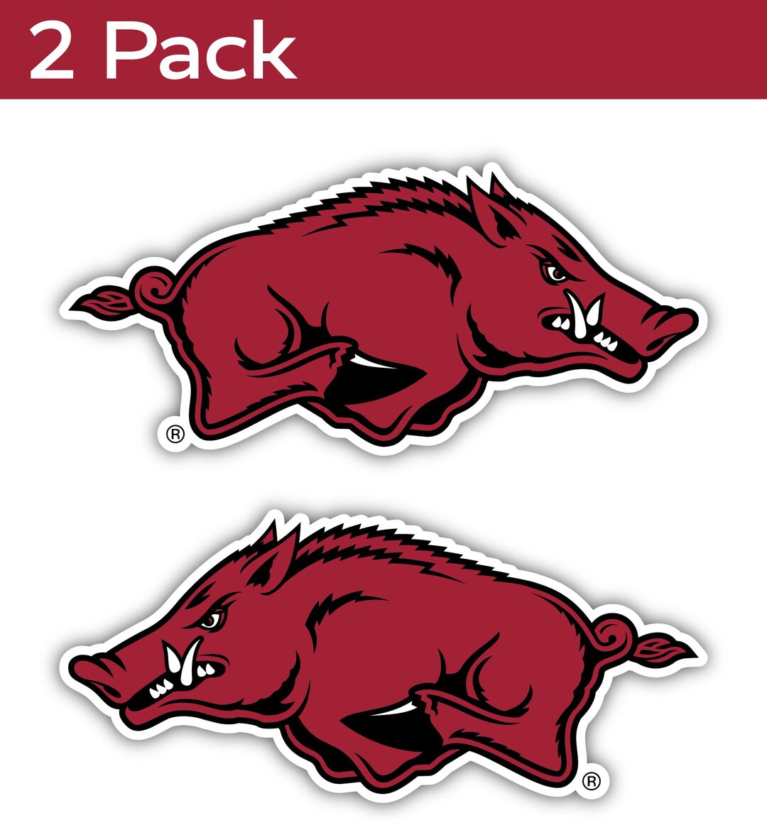 Arkansas Razorbacks 2 Pack Mascot Logo NCAA Vinyl Decal Sticker for ...