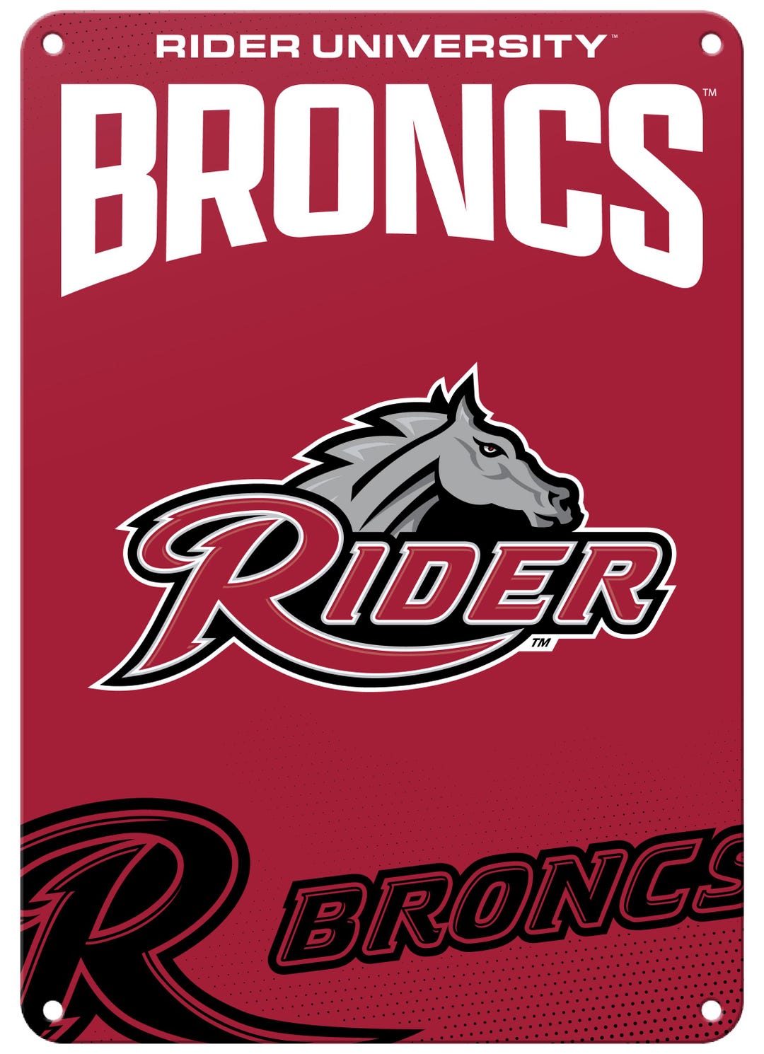 Rider University Broncs 7"x10" College Wall Decor Metal Sign ...