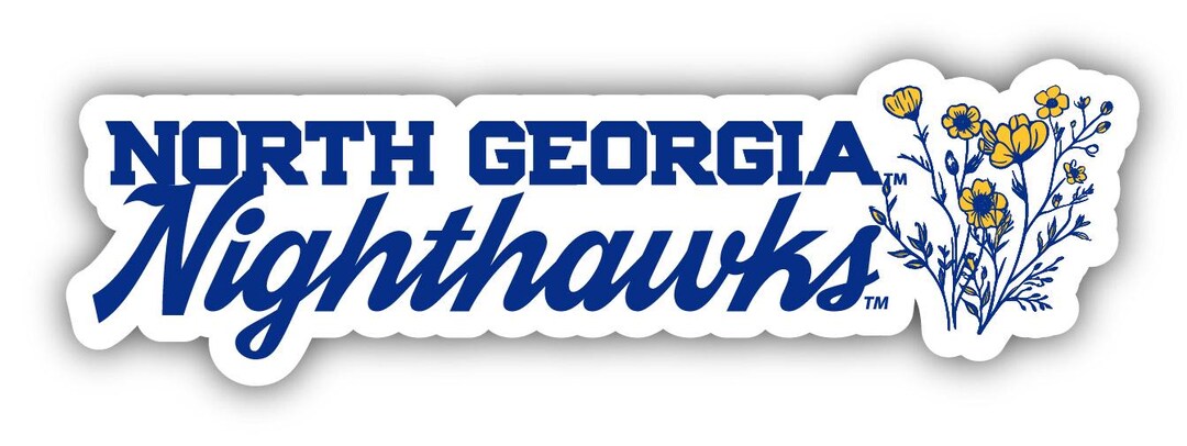 North Georgia Nighthawks Script Floral Sticker/magnet - Officially ...