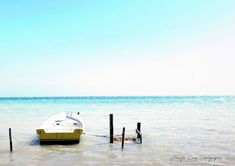 Belize - Caye Caulker Beach Ocean Sea Row Boat, Fine Art Photography ...
