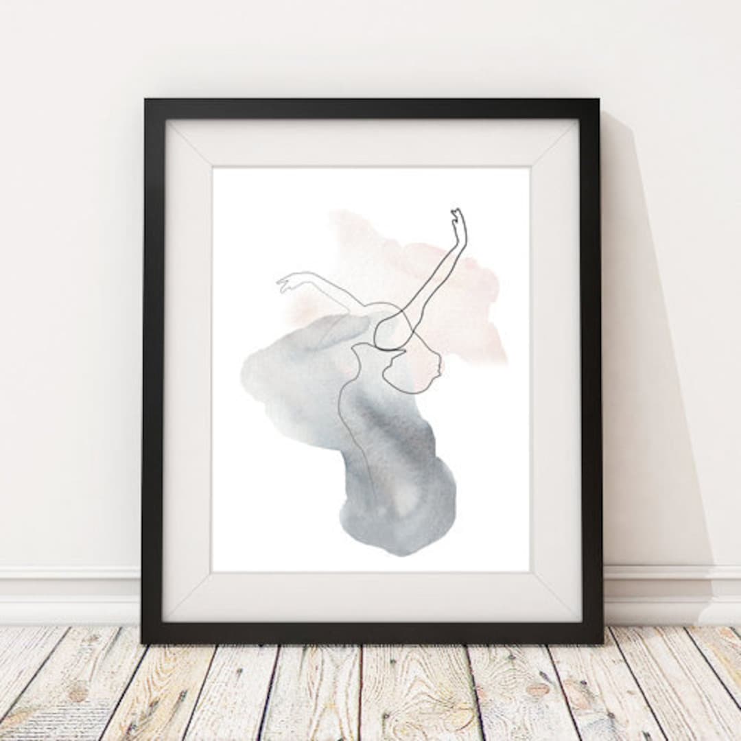 Abstract Female Dance Dancer Line Art Watercolor - Art Print - Wall Art ...