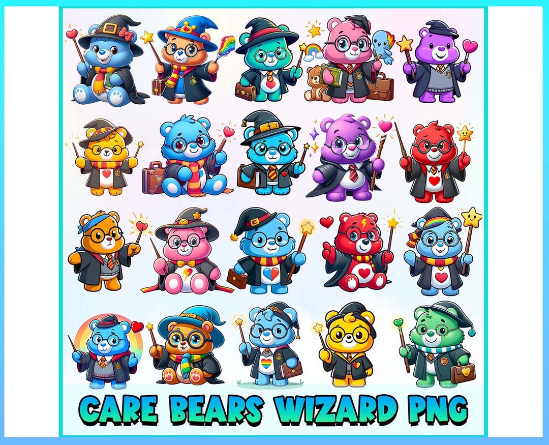 Magic Care Bears Png Bundle, Bears Wizard Png, Layered Svg, Cricut Svg ...