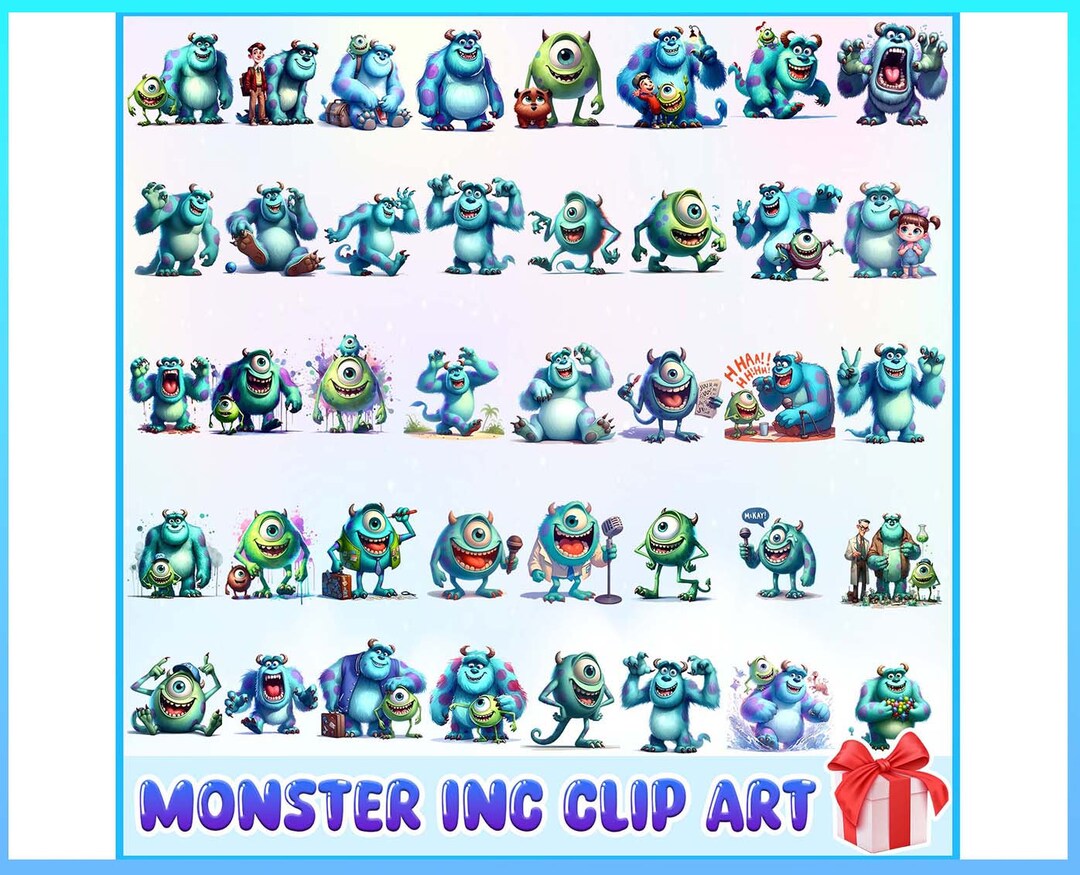 Monsters Inc PNG Bundle, Monsters Inc Clipart, Monsters PNG, Monsters ...