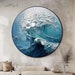 Circle Original Ocean Wave Oil Painting on Canvas, Large Circle Ocean ...
