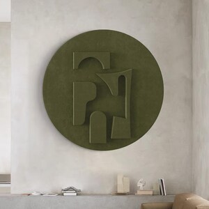 Green Art Sculpture Textured Wall Decor Green Circle Wabi-sabi Wall Art ...